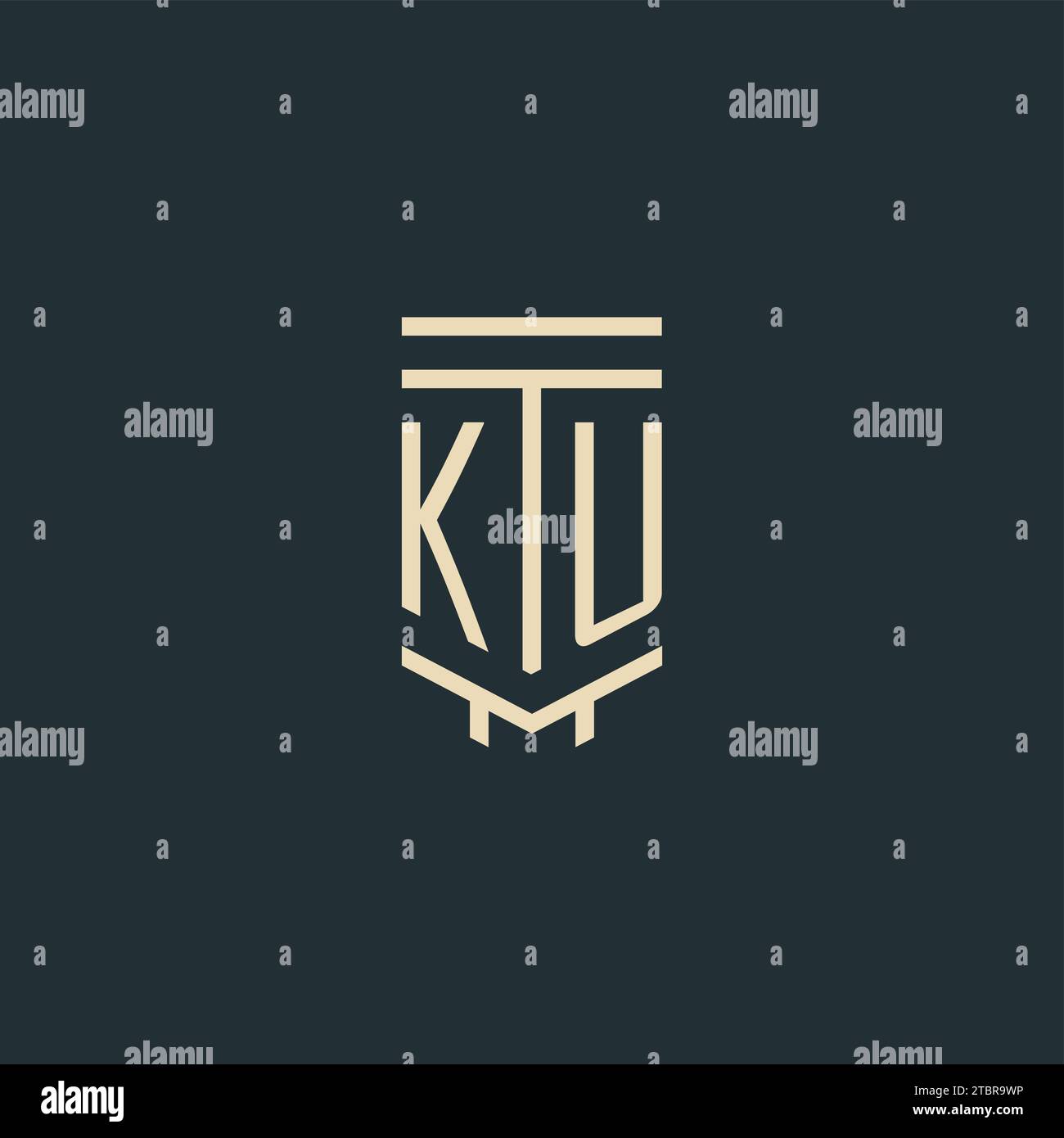 KU initial monogram with simple line art pillar logo design ideas Stock ...