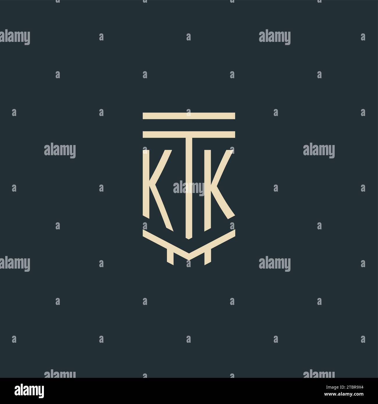 KK initial monogram with simple line art pillar logo design ideas Stock ...