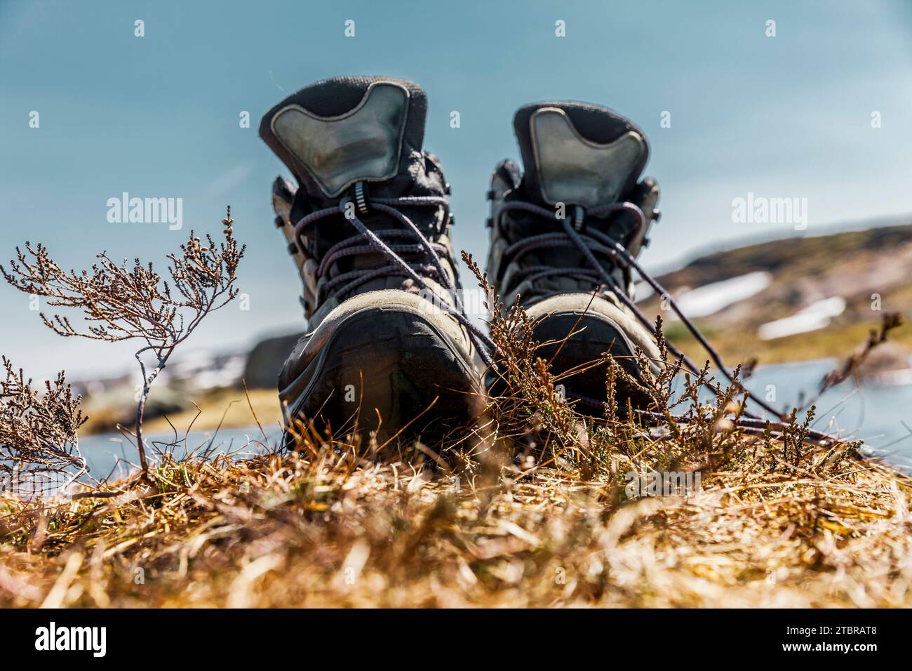 Hikers boots on mountains hi-res stock photography and images - Alamy