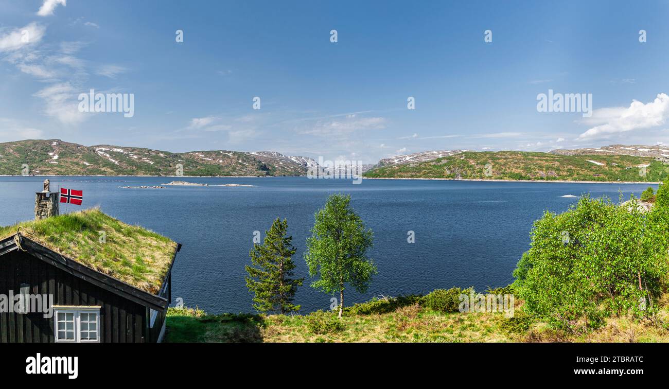 Wooden hut green roof hi-res stock photography and images - Alamy
