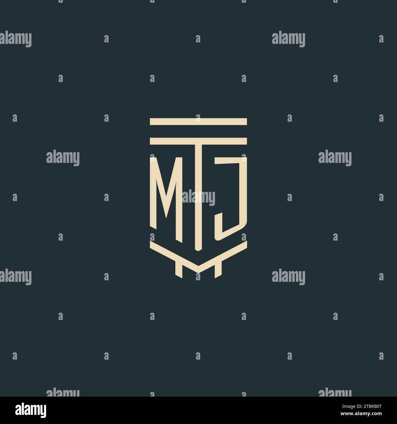 MJ initial monogram with simple line art pillar logo design ideas Stock ...