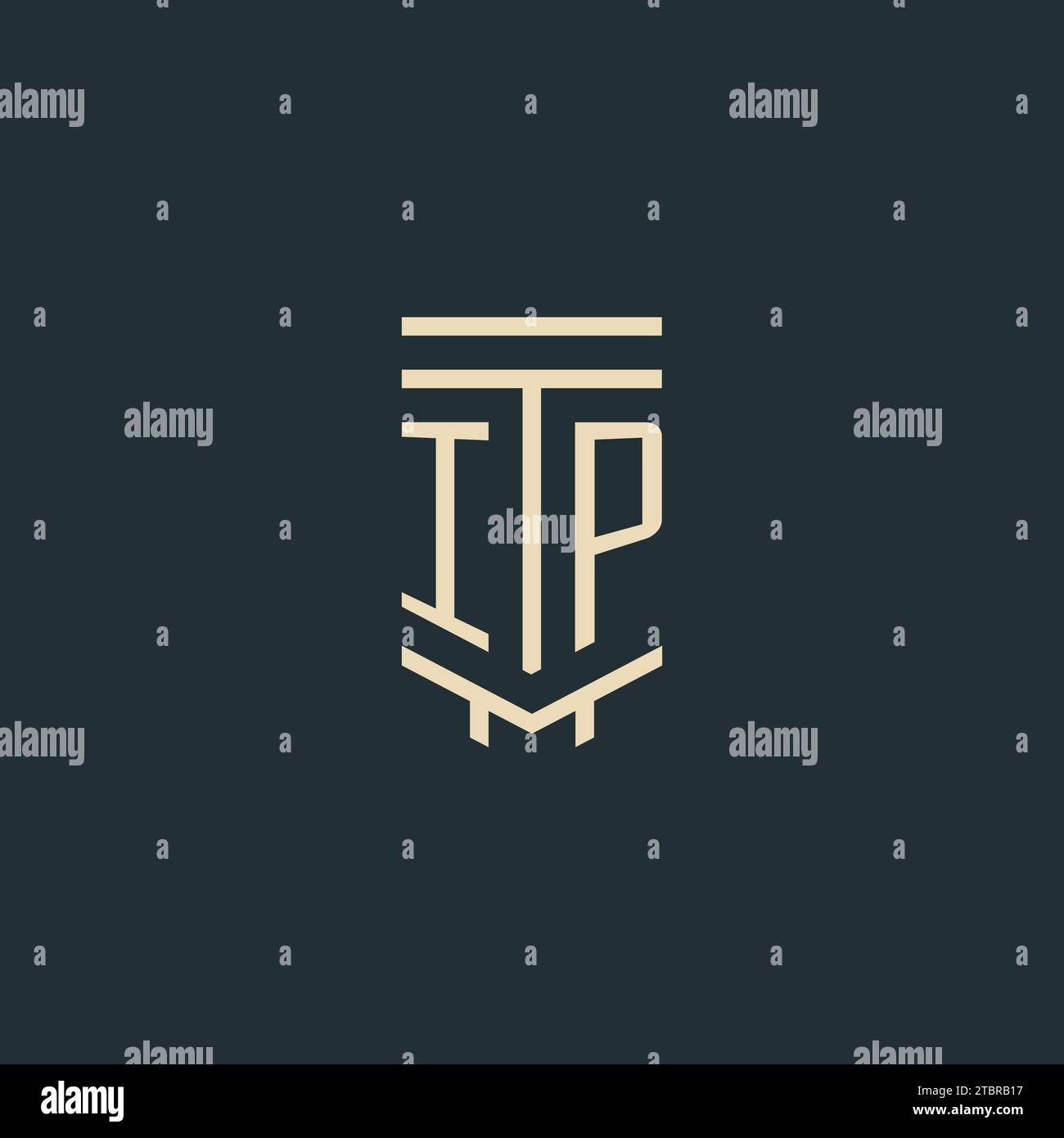 IP initial monogram with simple line art pillar logo design ideas Stock ...