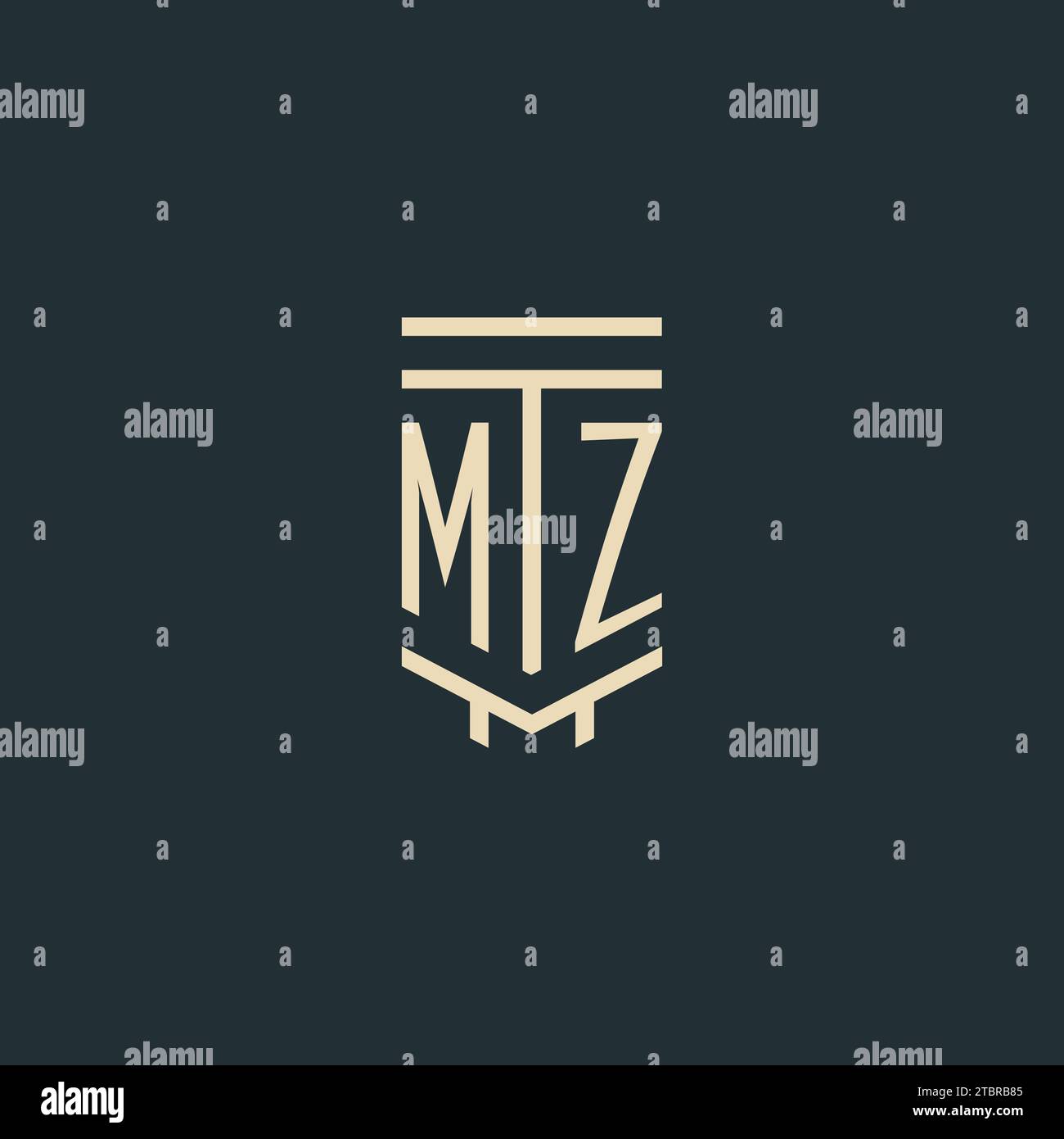 MZ initial monogram with simple line art pillar logo design ideas Stock ...