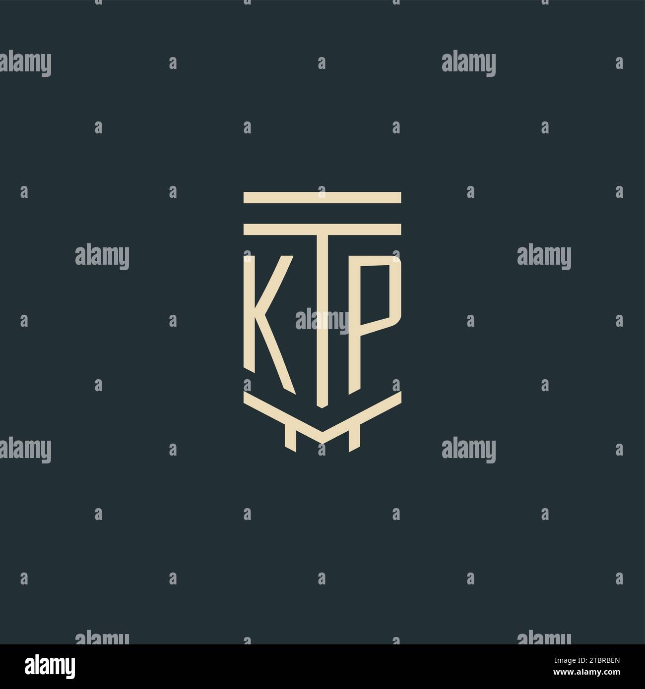 KP initial monogram with simple line art pillar logo design ideas Stock ...