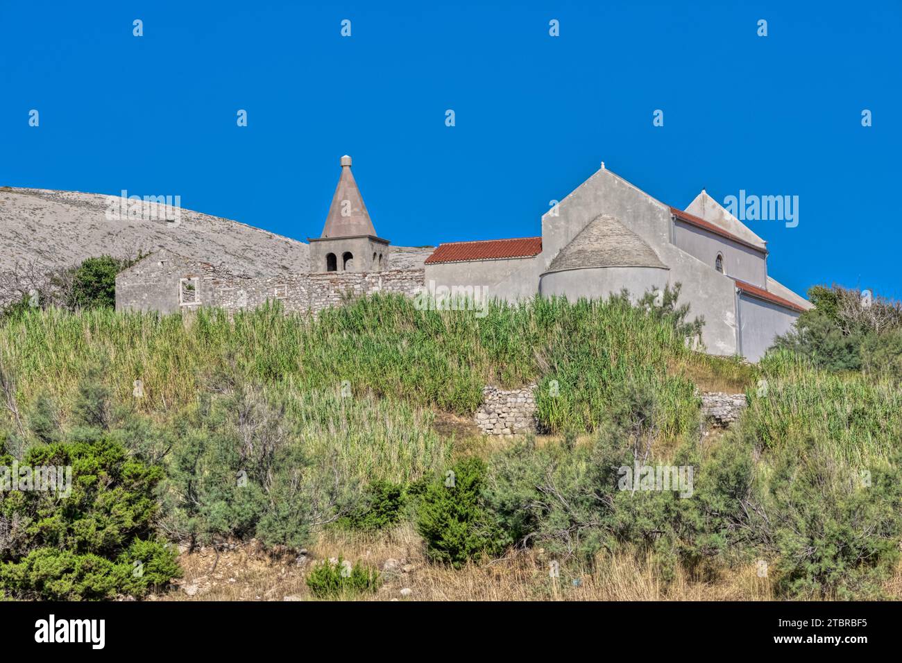 Historic Church Overlooking Stari Grad Pag Stock Photo - Alamy