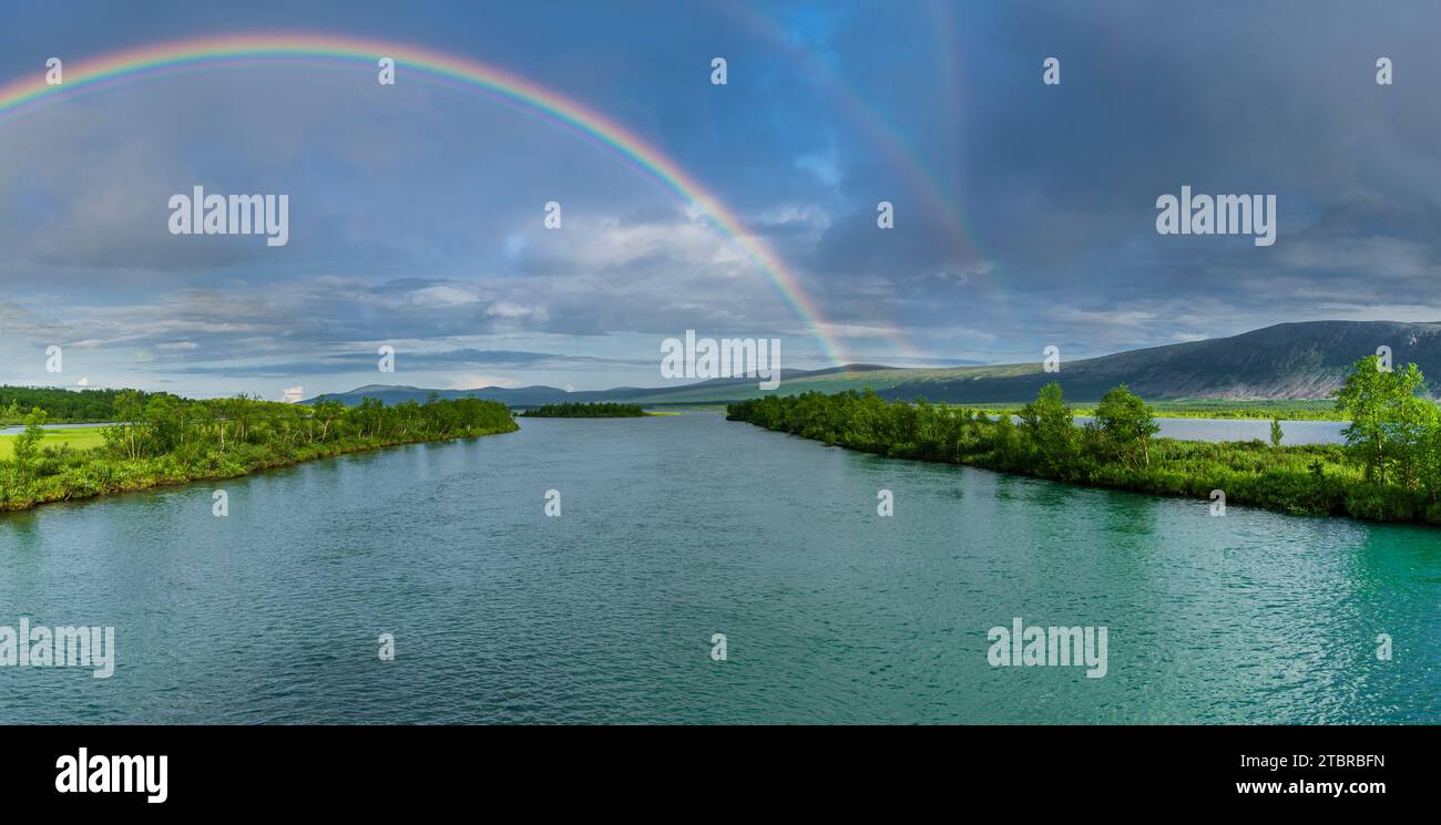 River landscape with rainbow in Lapland, Sweden Stock Photo - Alamy