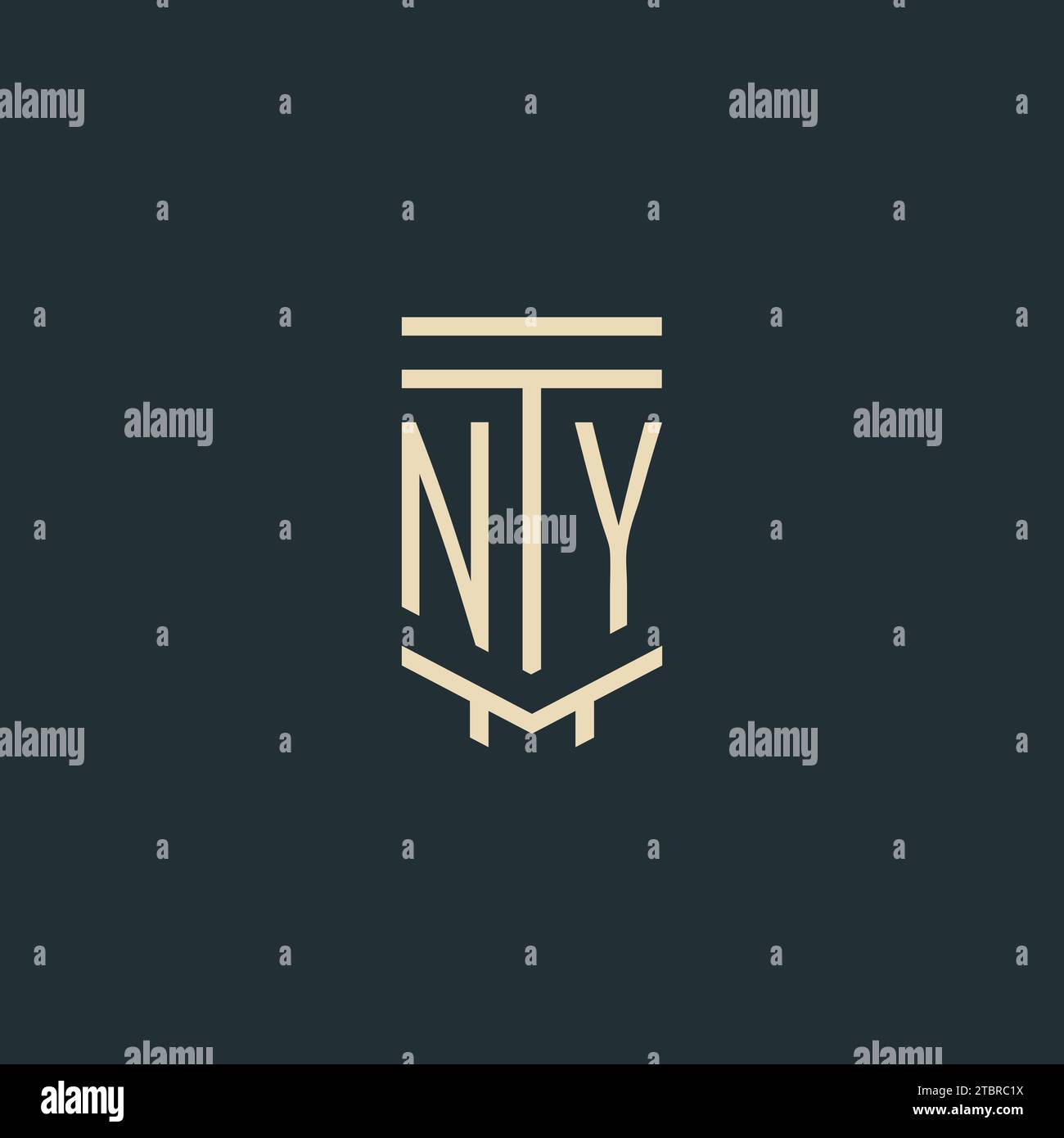 NY initial monogram with simple line art pillar logo design ideas Stock ...