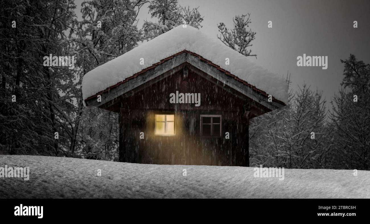 Log cabin night covered in hi-res stock photography and images - Alamy