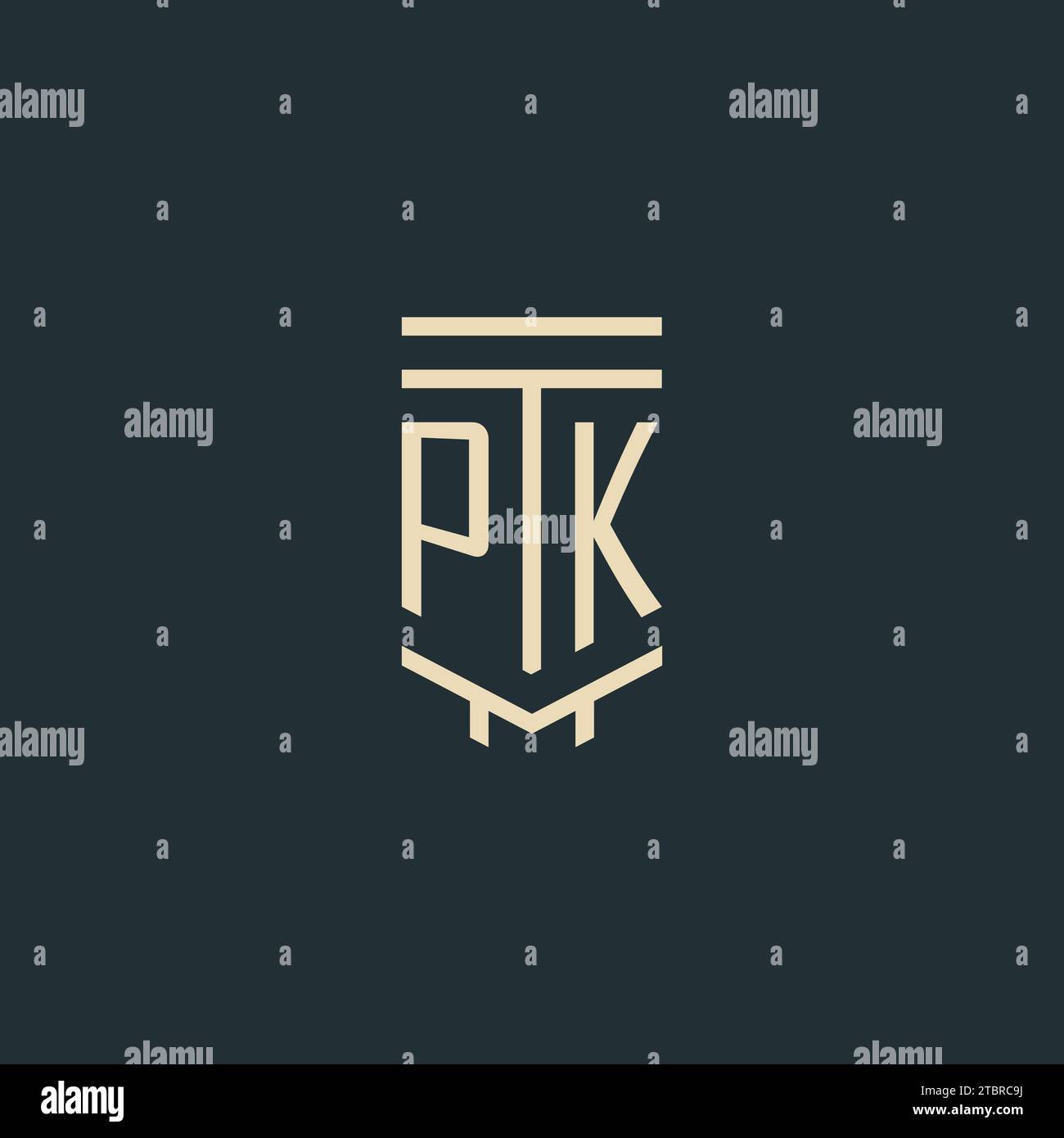 PK initial monogram with simple line art pillar logo design ideas Stock ...