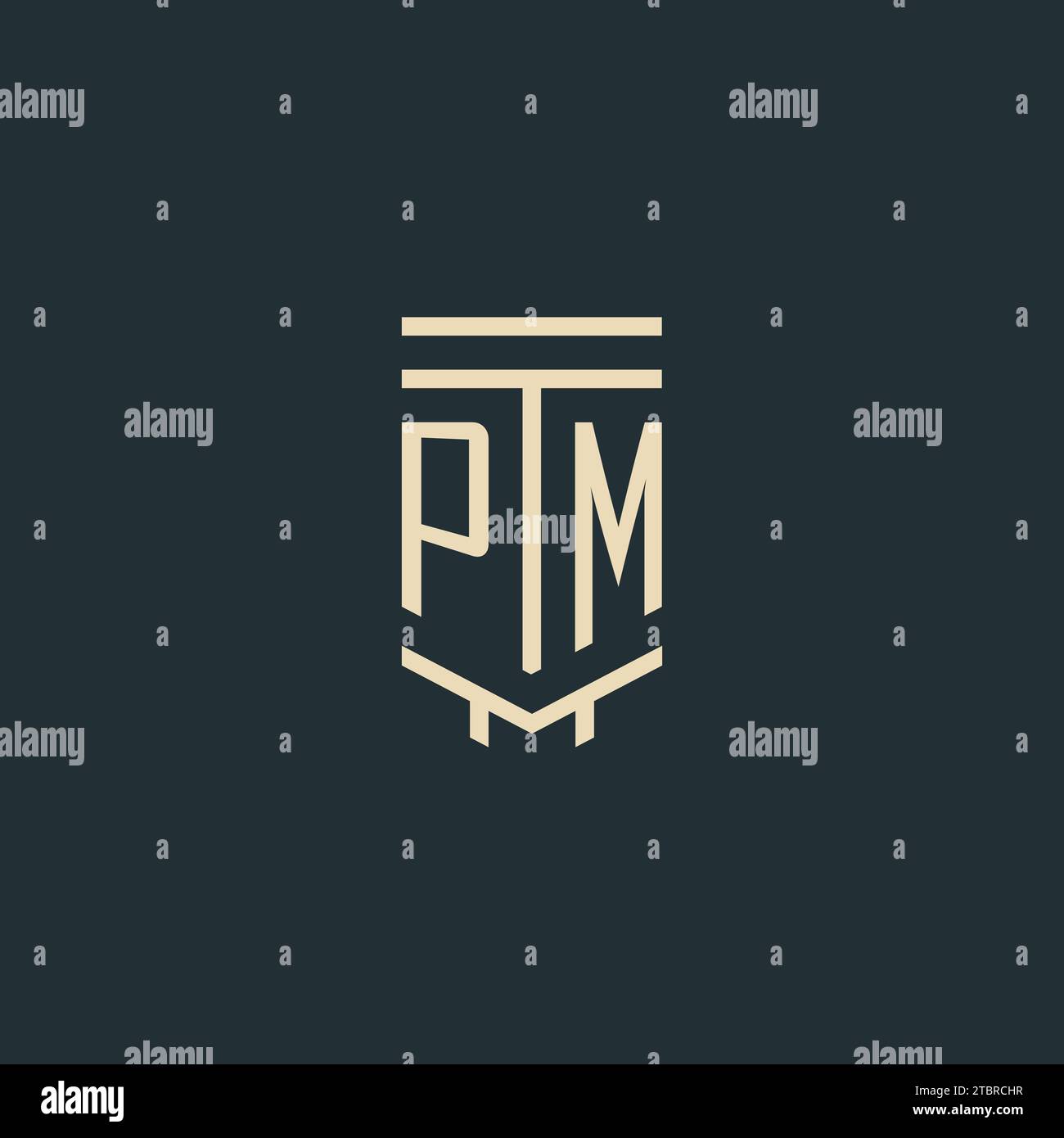 PM initial monogram with simple line art pillar logo design ideas Stock ...
