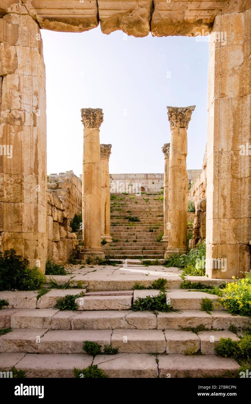 The ancient Roman city of Gerasa, Jerash in Jordan, Asia Stock Photo ...