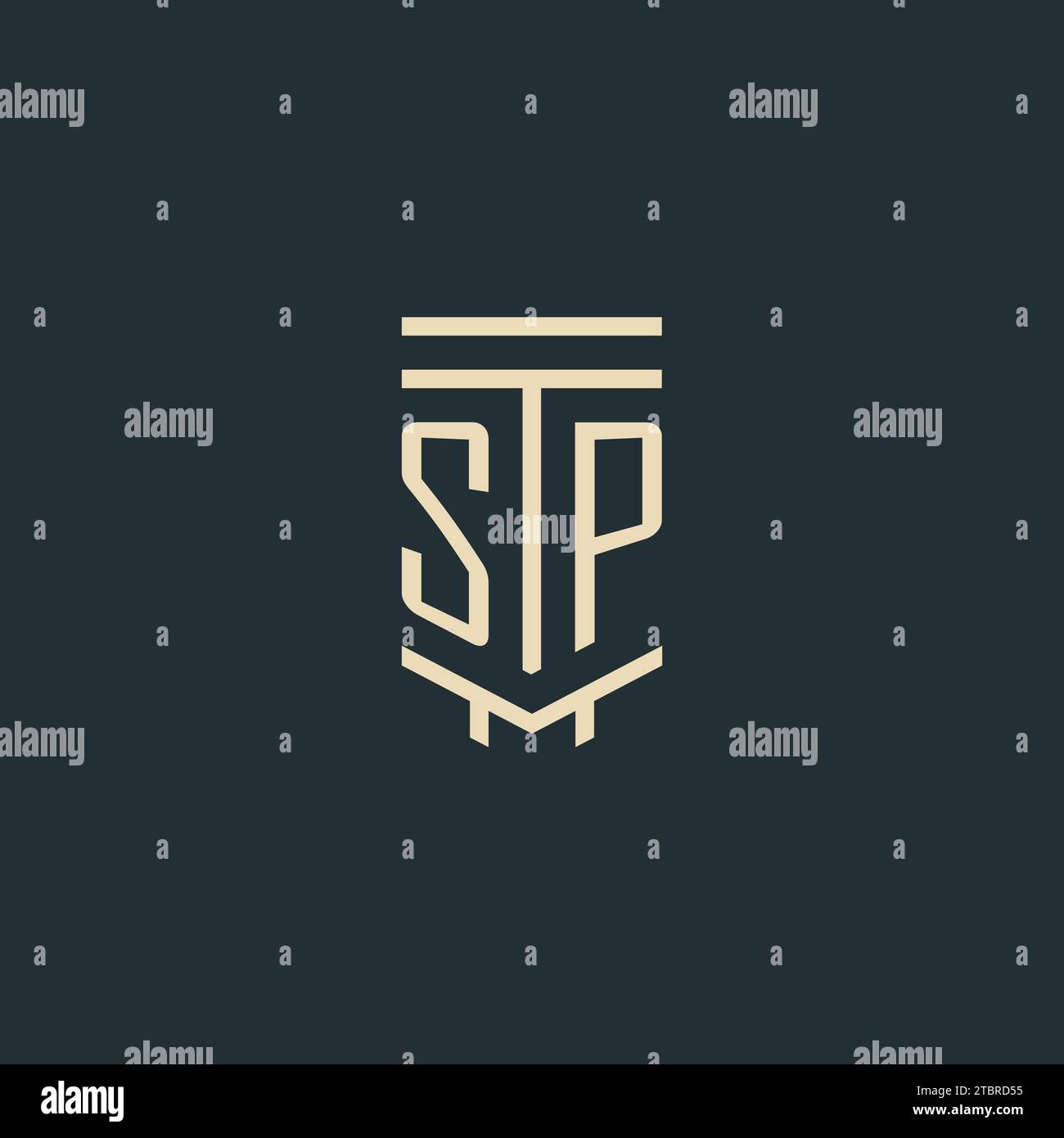 SP initial monogram with simple line art pillar logo design ideas Stock ...