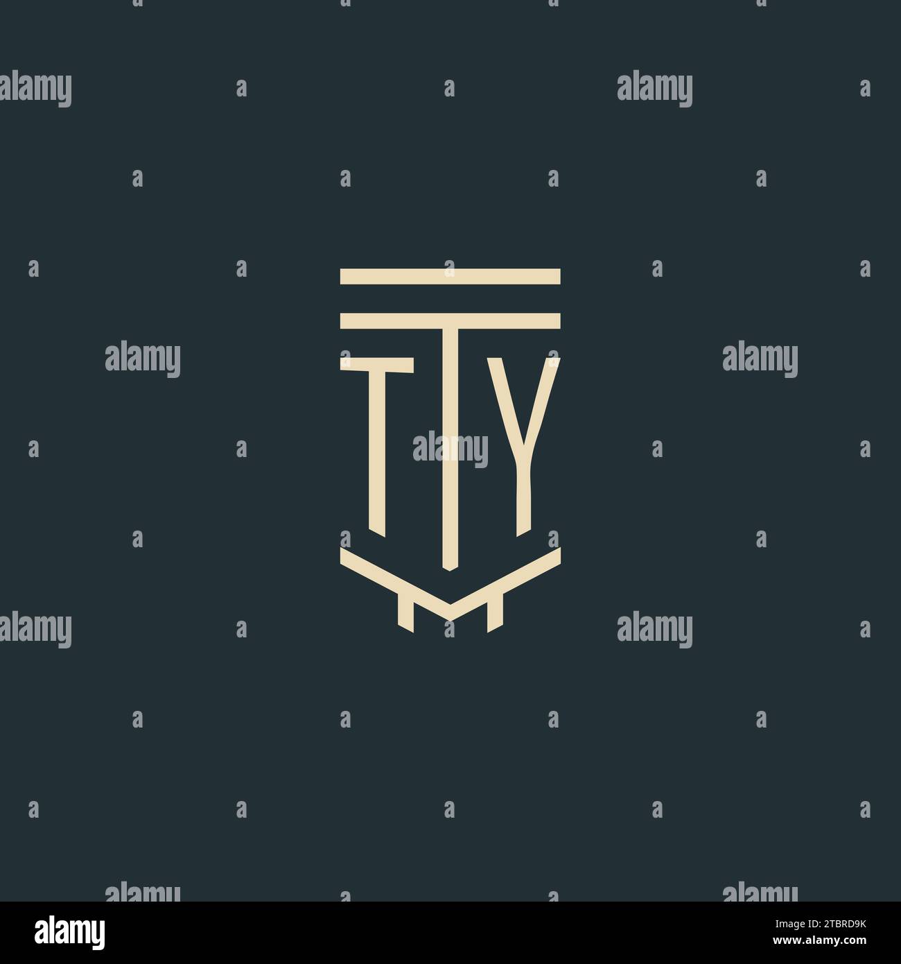 TY initial monogram with simple line art pillar logo design ideas Stock ...