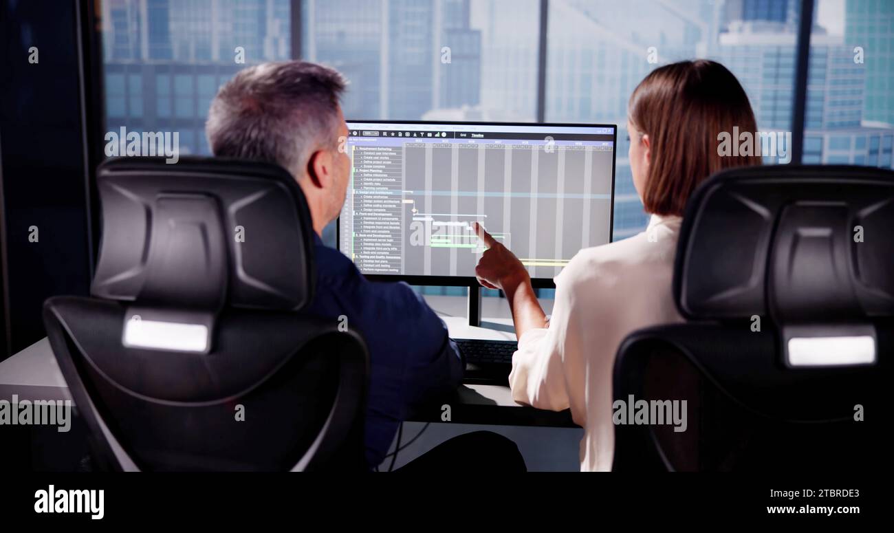 Efficiently managing software projects with Gantt sheet Stock Photo - Alamy