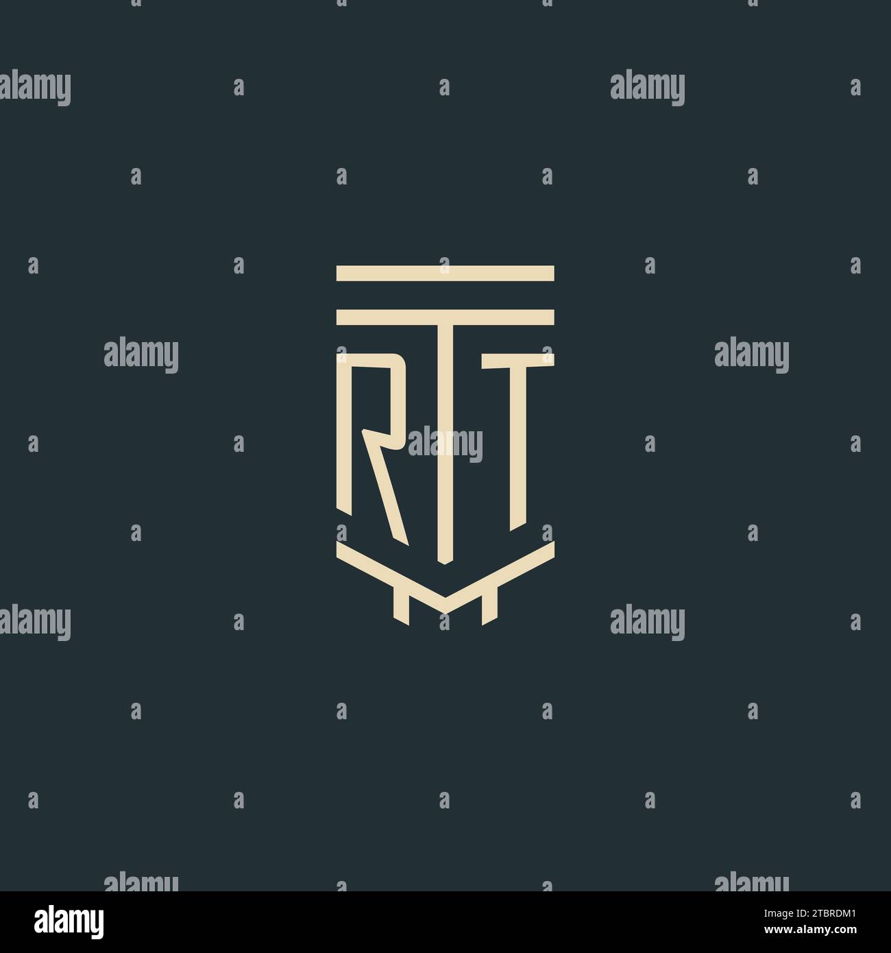 RT initial monogram with simple line art pillar logo design ideas Stock ...