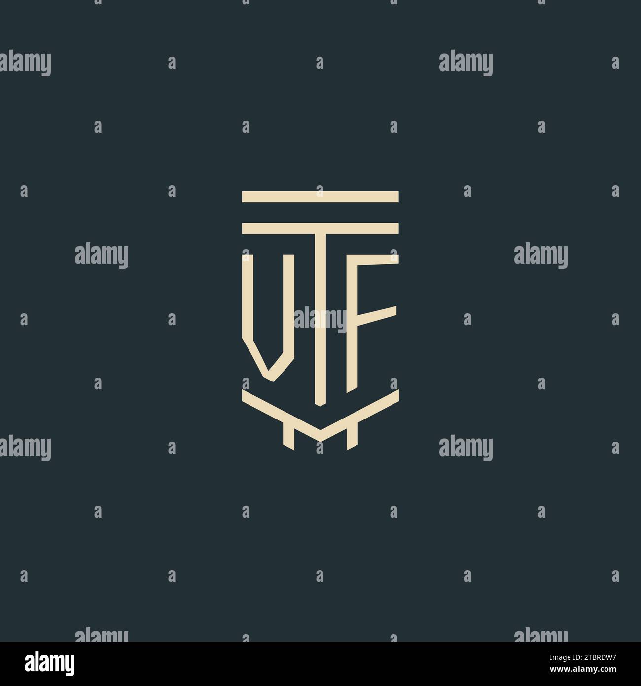 VF initial monogram with simple line art pillar logo design ideas Stock ...