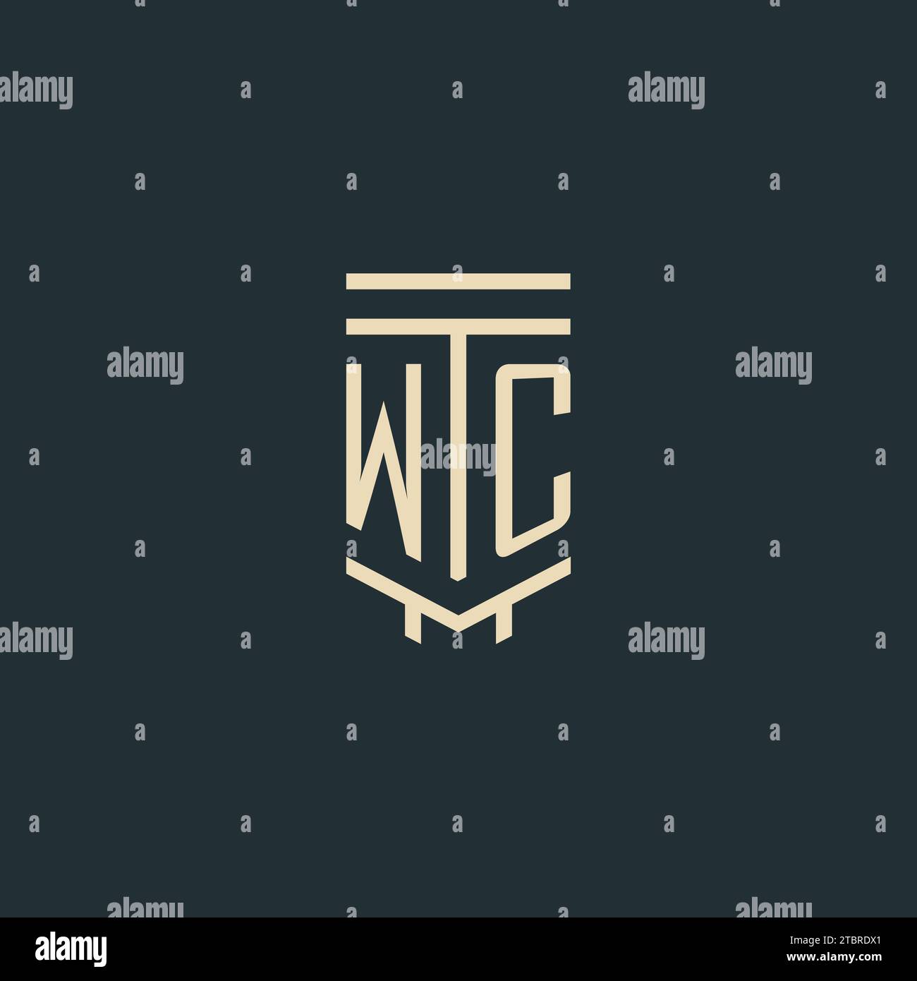 WC initial monogram with simple line art pillar logo design ideas Stock ...