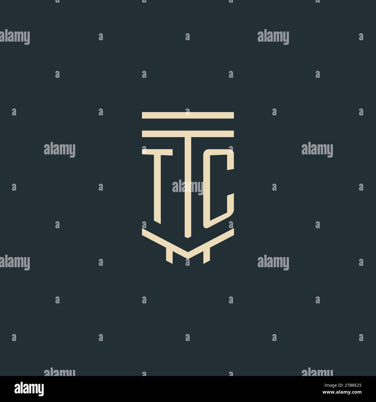 TC initial monogram with simple line art pillar logo design ideas Stock ...