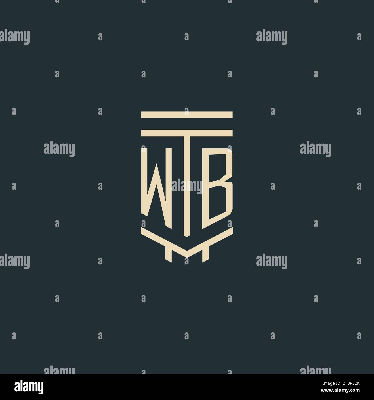 WB initial monogram with simple line art pillar logo design ideas Stock ...