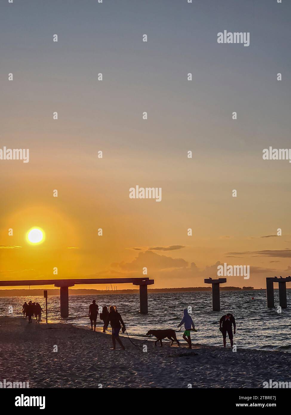 Sunset on the Baltic Sea coast in the resort of Prerow on the Fischland ...