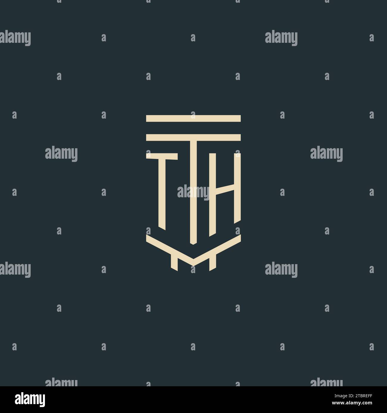 TH initial monogram with simple line art pillar logo design ideas Stock ...