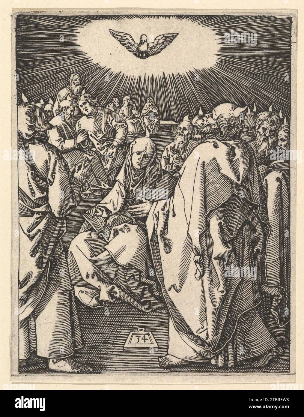 The Pentecost; the Holy Dove appears above, below sits the Virgin ...