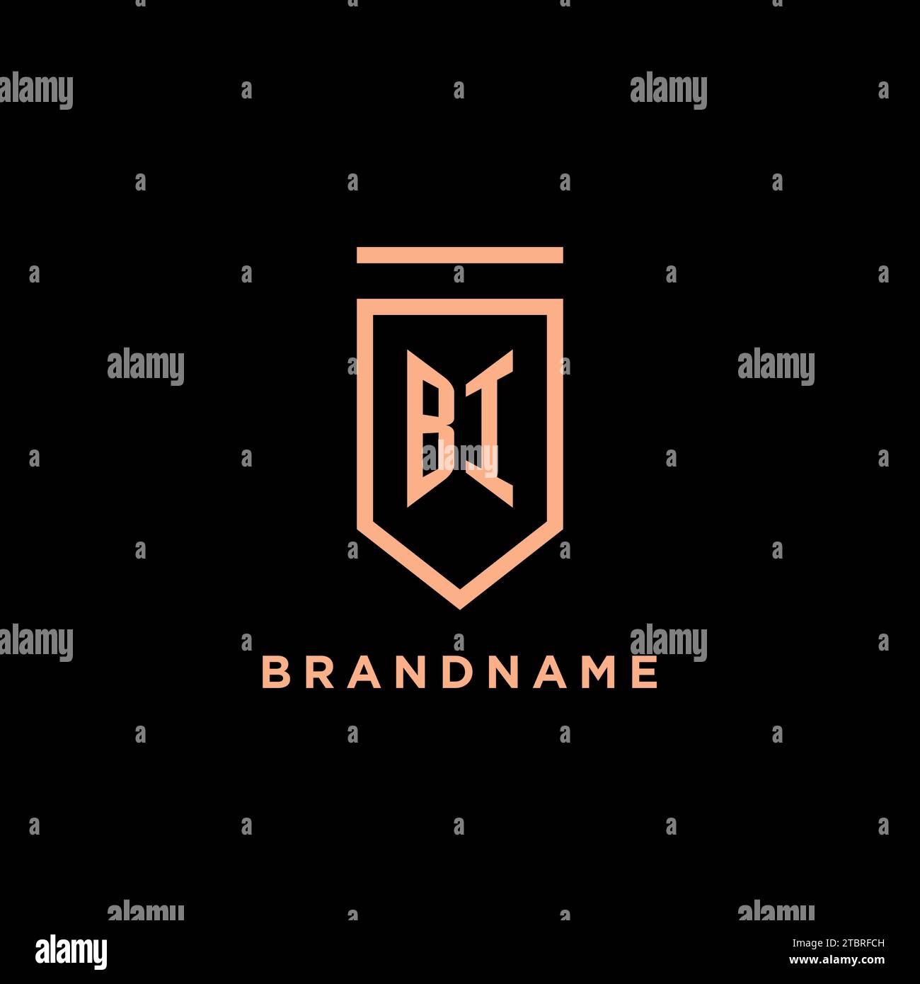 BI monogram initial with shield logo design icon vector graphic Stock ...