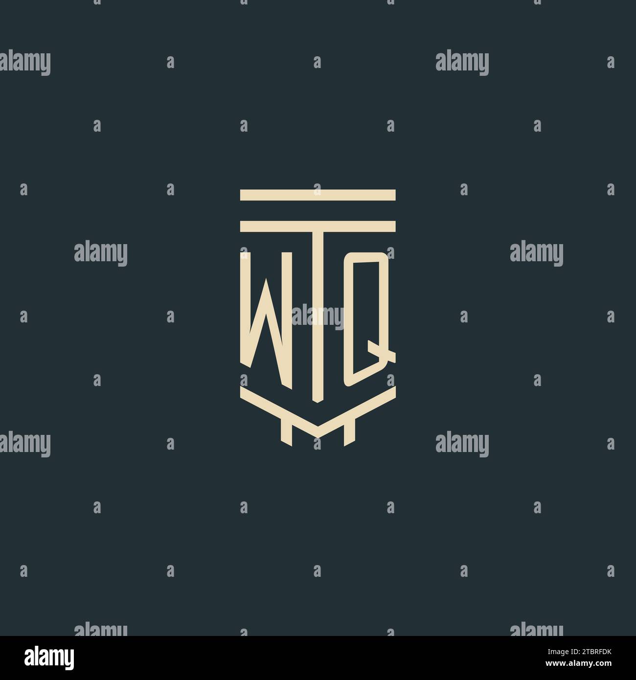 WQ initial monogram with simple line art pillar logo design ideas Stock ...