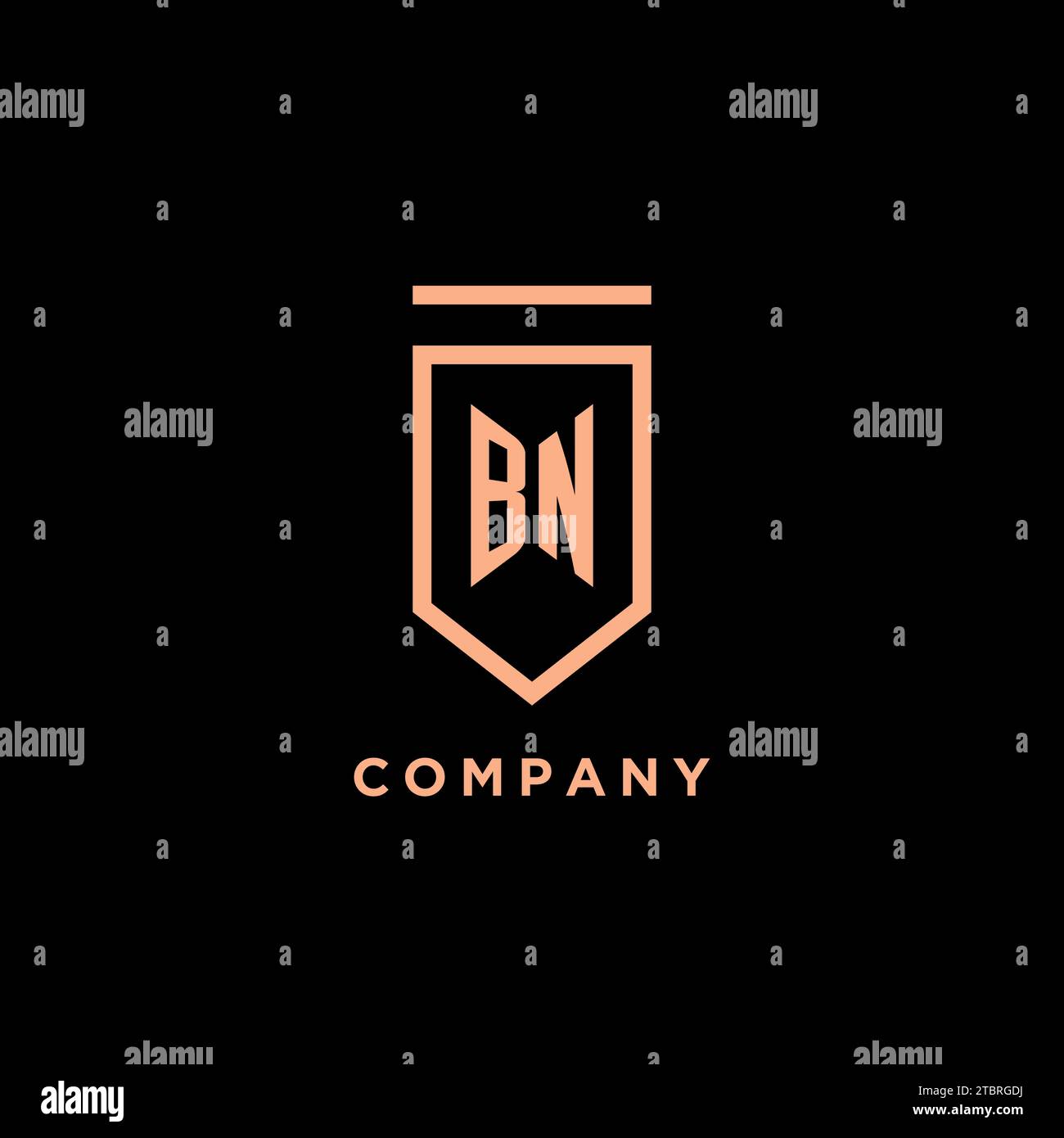 BN monogram initial with shield logo design icon vector graphic Stock ...