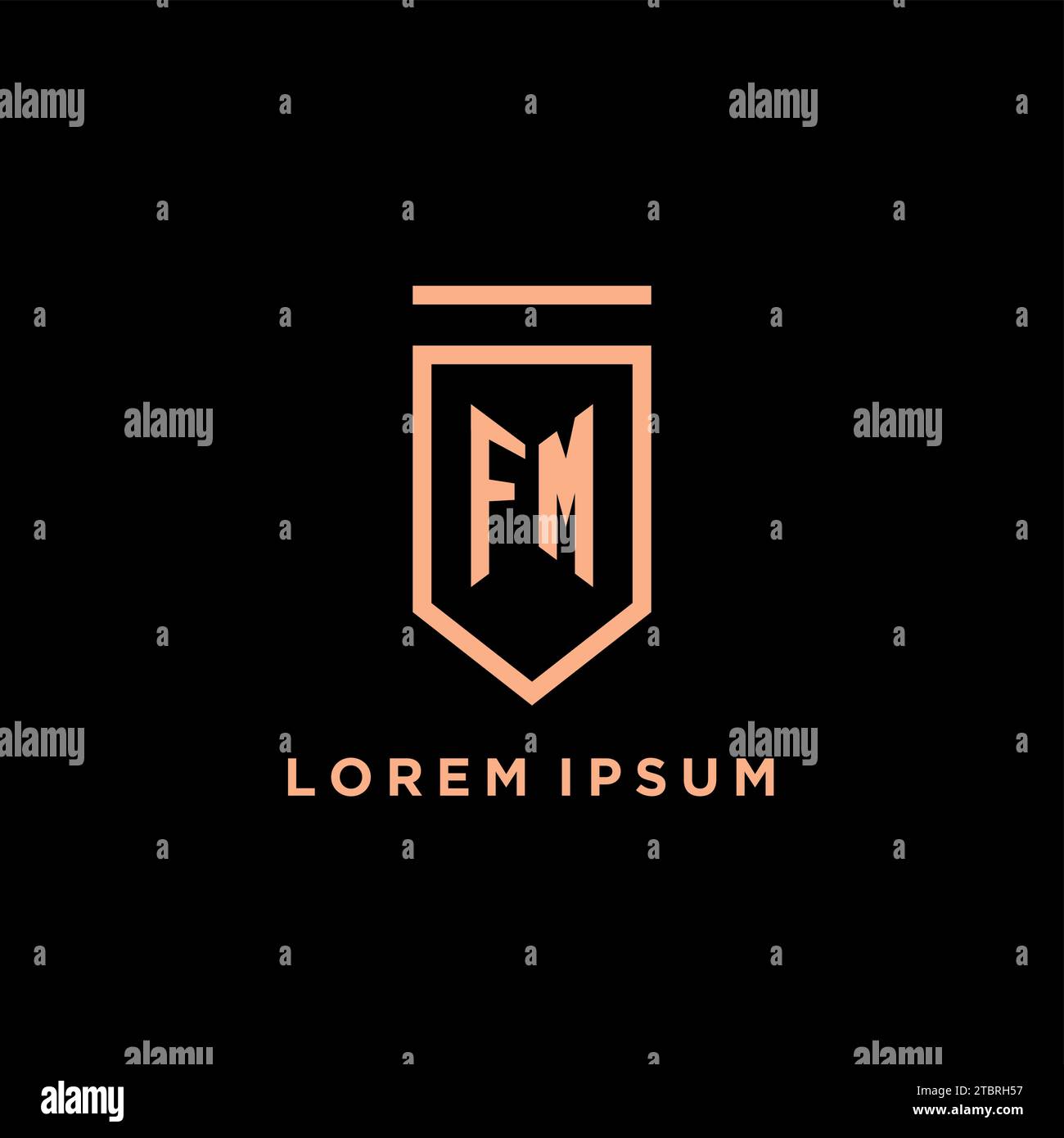 FM monogram initial with shield logo design icon vector graphic Stock ...