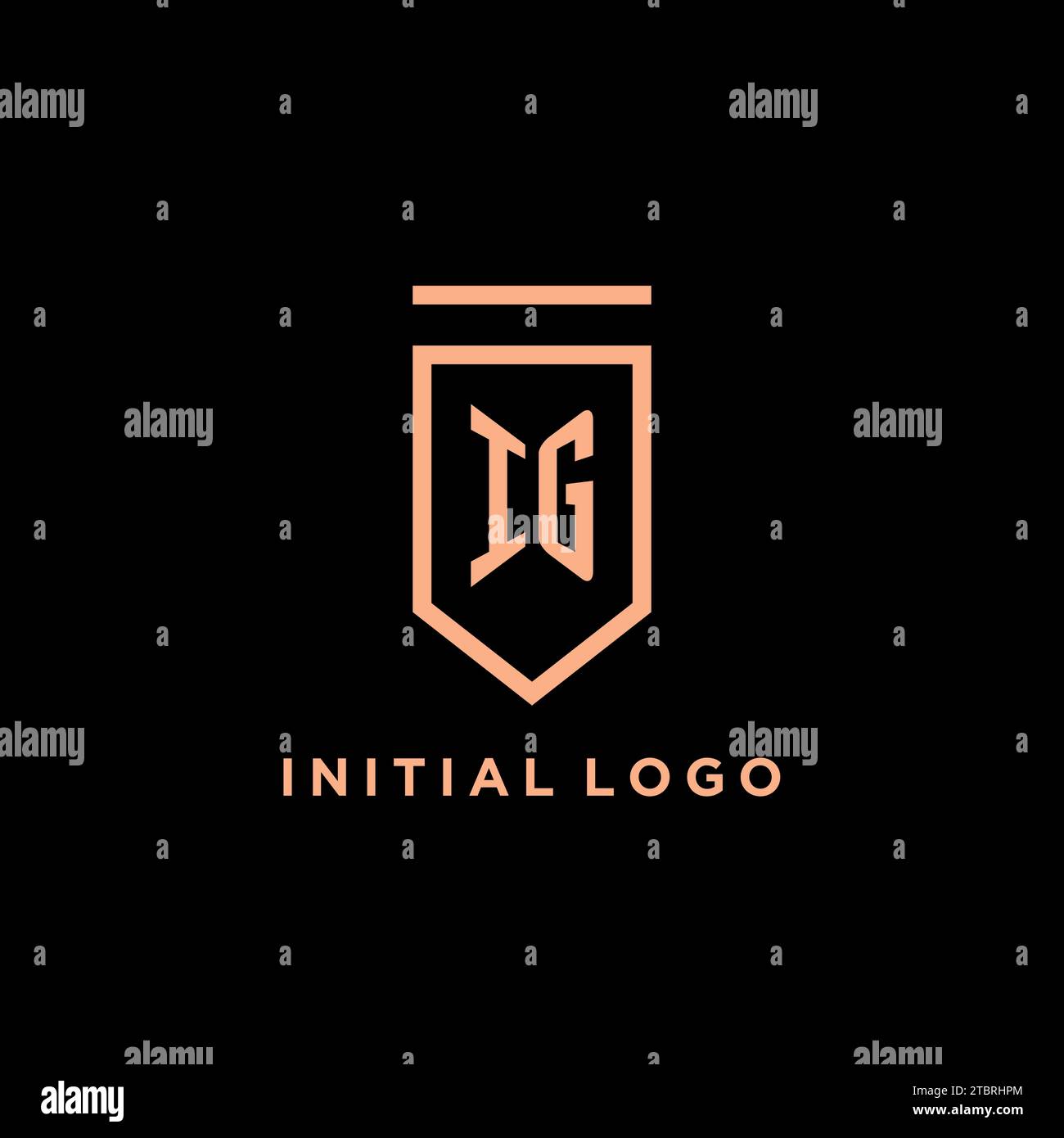 IG monogram initial with shield logo design icon vector graphic Stock ...
