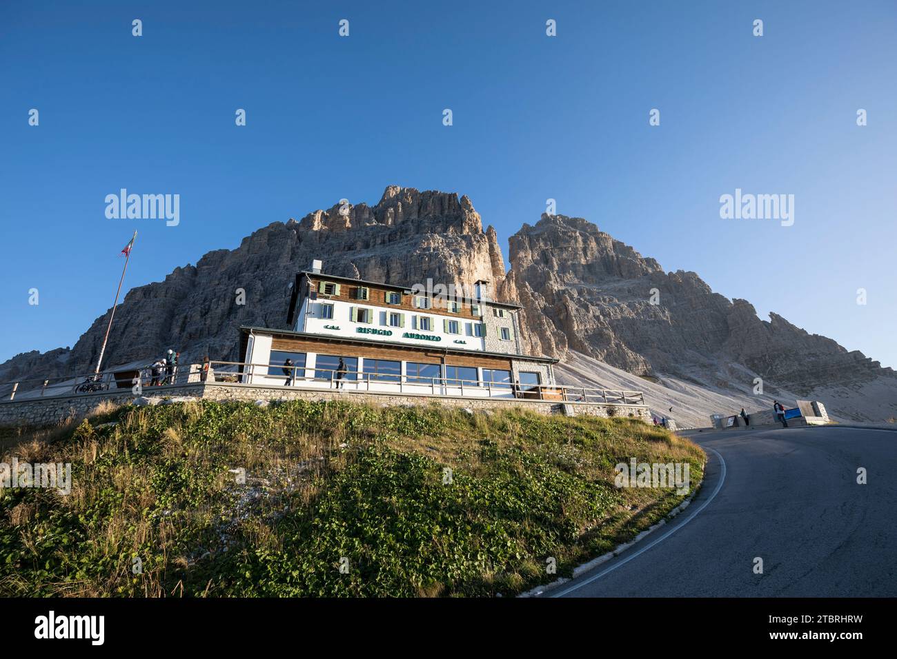 The Auronzo Hut (2320 m), Rifugio Auronzo, at the southern foot of the ...