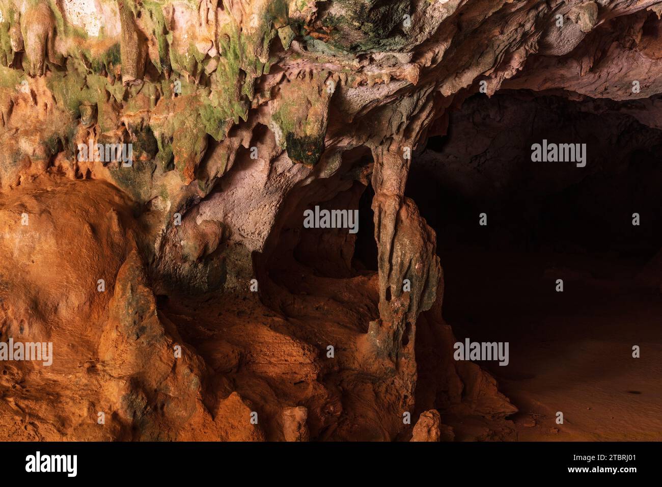 Multi-colored stone columns in Quadiriki cave in Arikok National Park ...