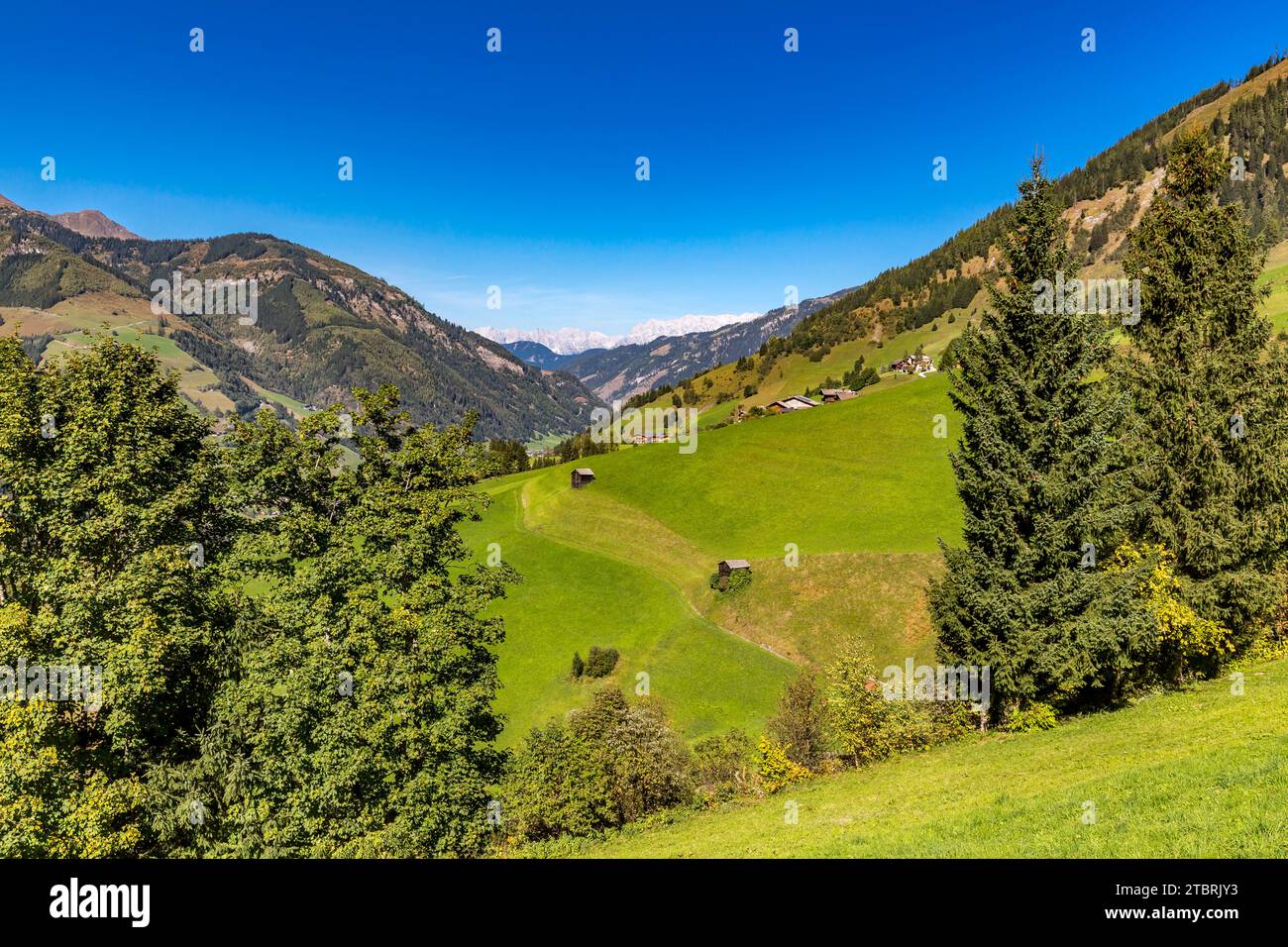 View of the landscape from the Fröstlbergweg, Steinernes Meer in the ...