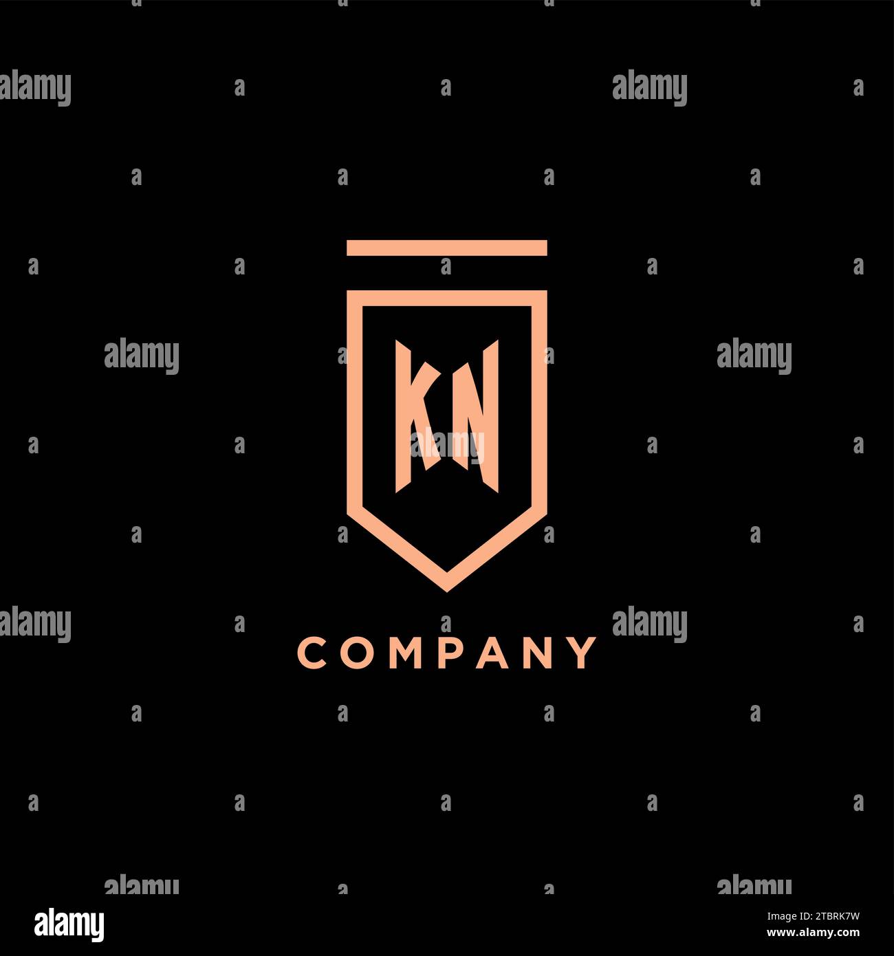 KN monogram initial with shield logo design icon vector graphic Stock ...