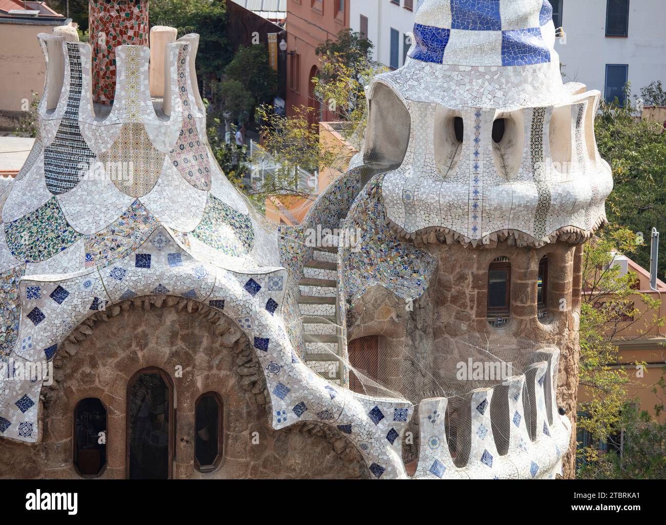Spain, Catalonia, Barcelona, Parc Güell, Gaudi architecture Stock Photo ...