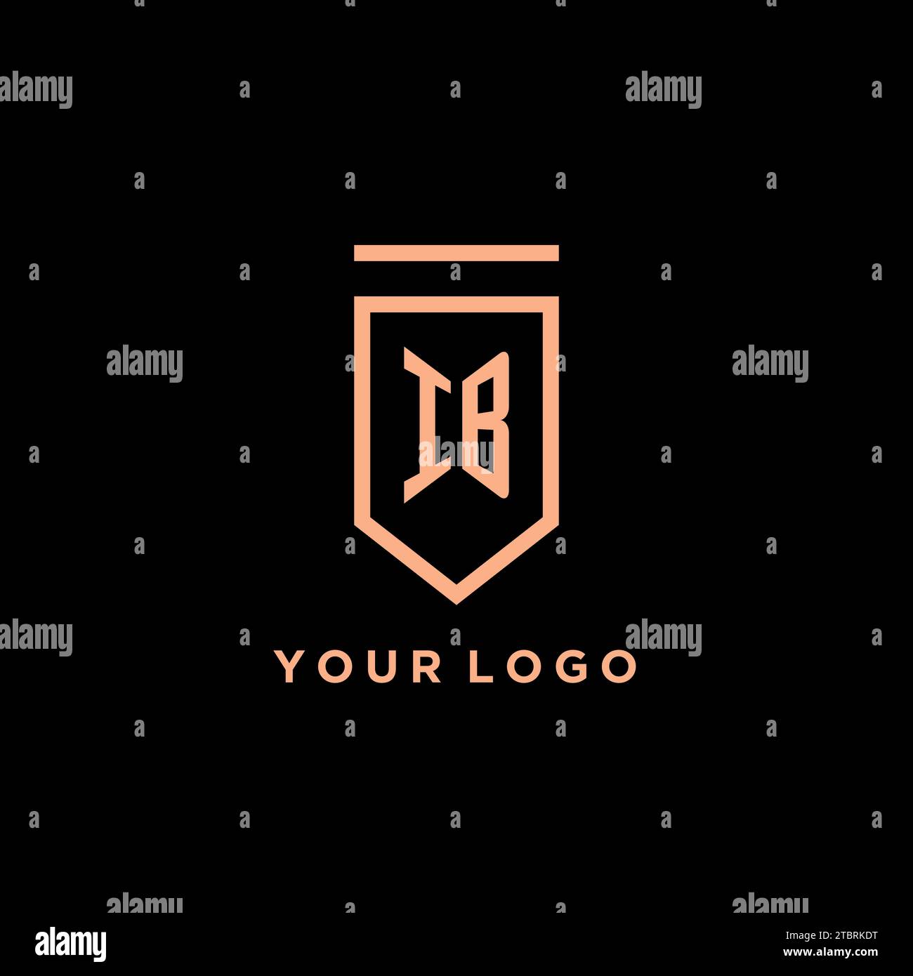 IB monogram initial with shield logo design icon vector graphic Stock ...