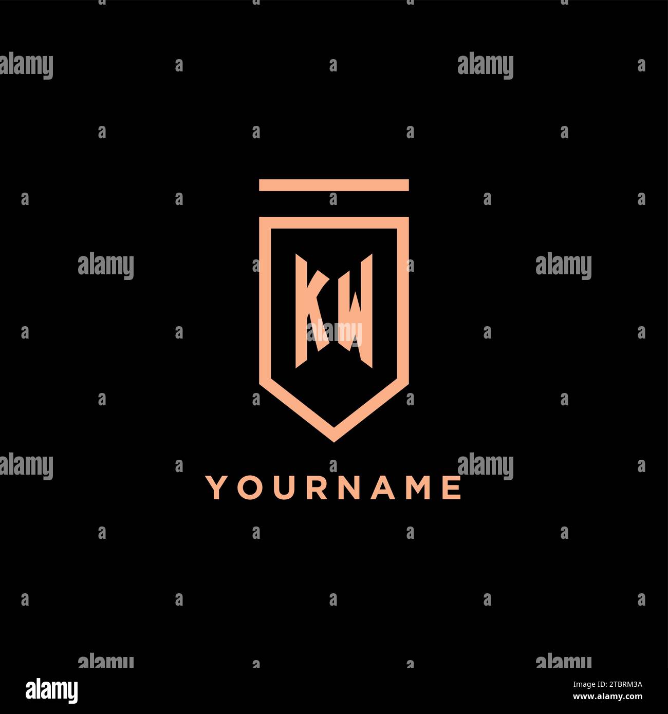 KW monogram initial with shield logo design icon vector graphic Stock ...
