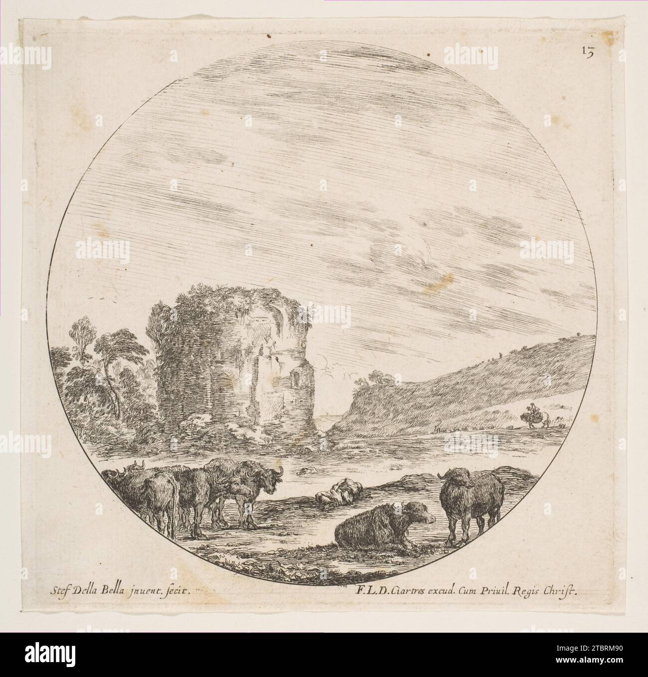 Ruins of a temple in a Roman landscape, plate 13 from "Roman landscapes ...