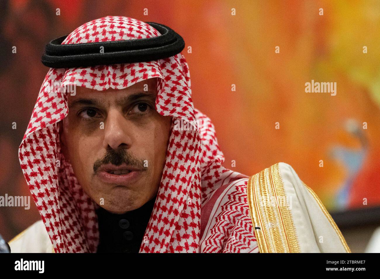 Saudi Foreign Minister Prince Faisal bin Farhan attends a news ...