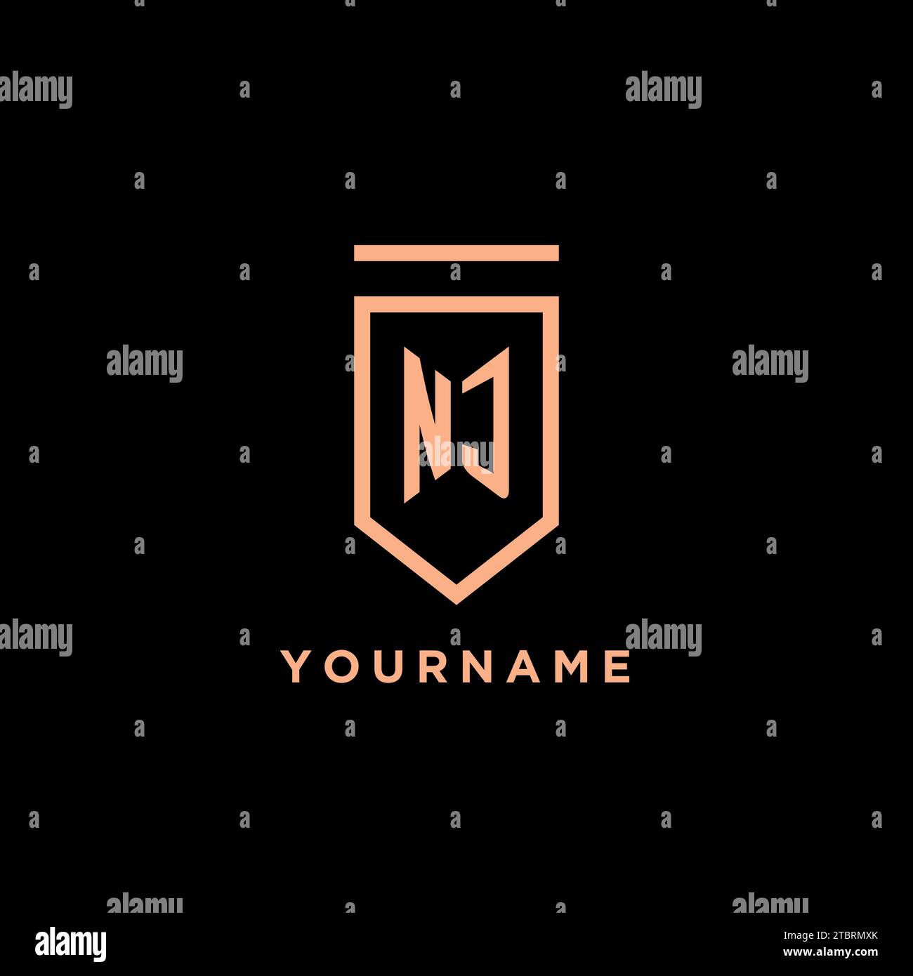 NJ monogram initial with shield logo design icon vector graphic Stock ...