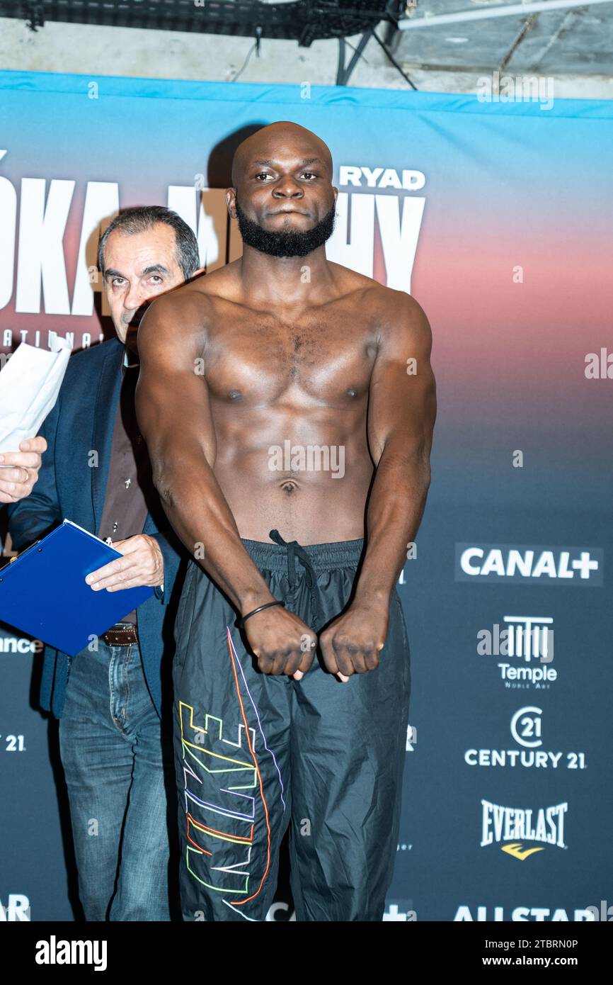 Paris, France. 08th Dec, 2023. Kevin Lesa Nguivason at the weigh-in of ...
