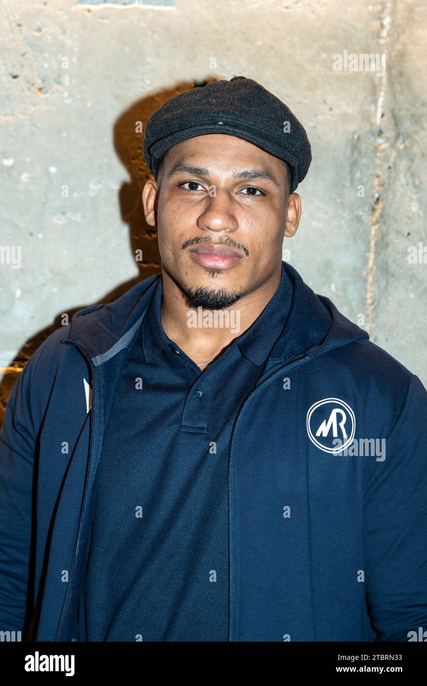 Paris, France. 08th Dec, 2023. Belgian boxer Ryad Merhy at the weigh-in ...