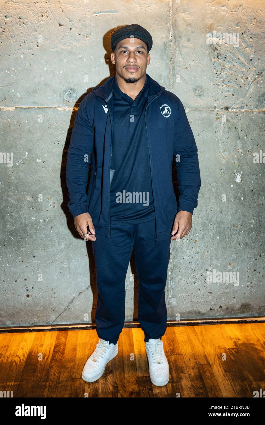 Paris, France. 08th Dec, 2023. Belgian boxer Ryad Merhy at the weigh-in ...