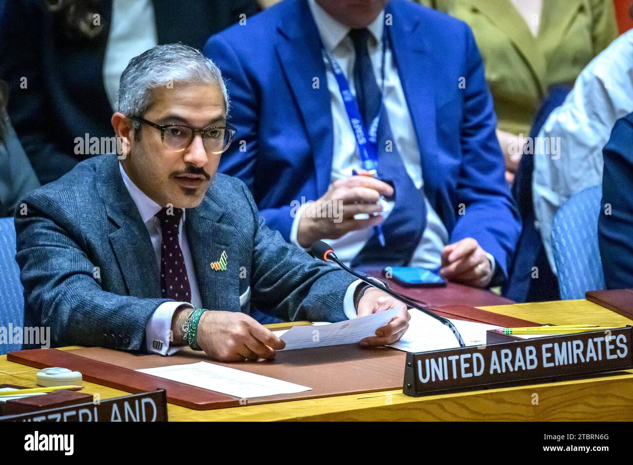 New York, USA, 8th Dec. 2023. Mohamed Abushahab Ambassador and Deputy ...