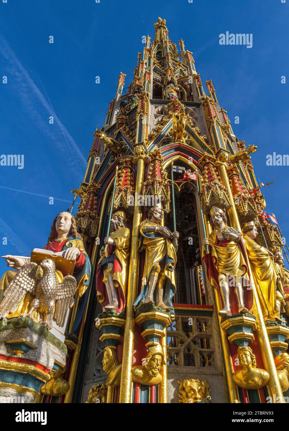 Beautiful fountain on the main market square in nuremberg hi-res stock ...