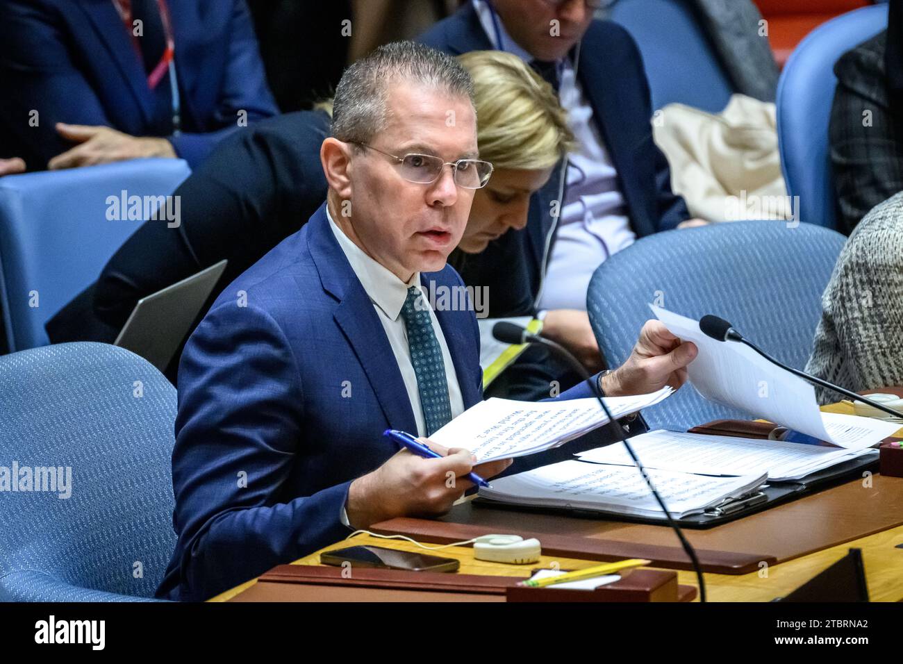 New York, USA, 8th Dec. 2023. Israeli Ambassador to the United Nations ... New York, USA, 8th Dec. 2023. Israeli Ambassador to the United Nations ...