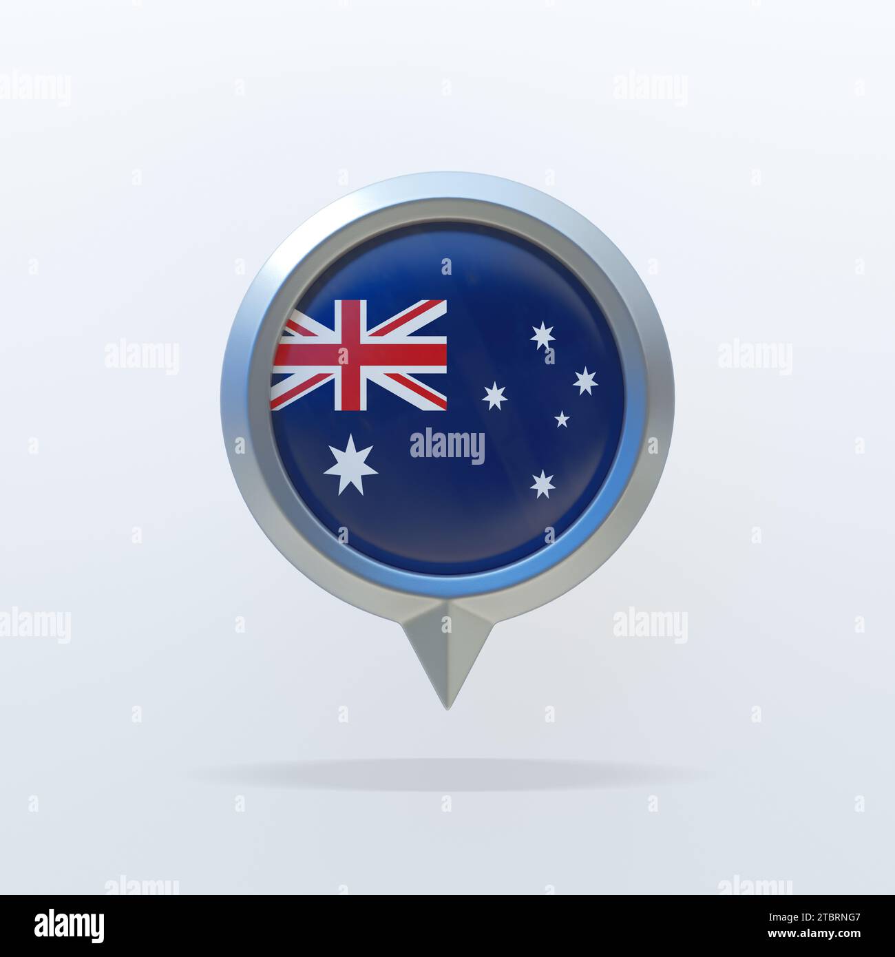 Metal icon of the national flag of Australia with a location indicator ...