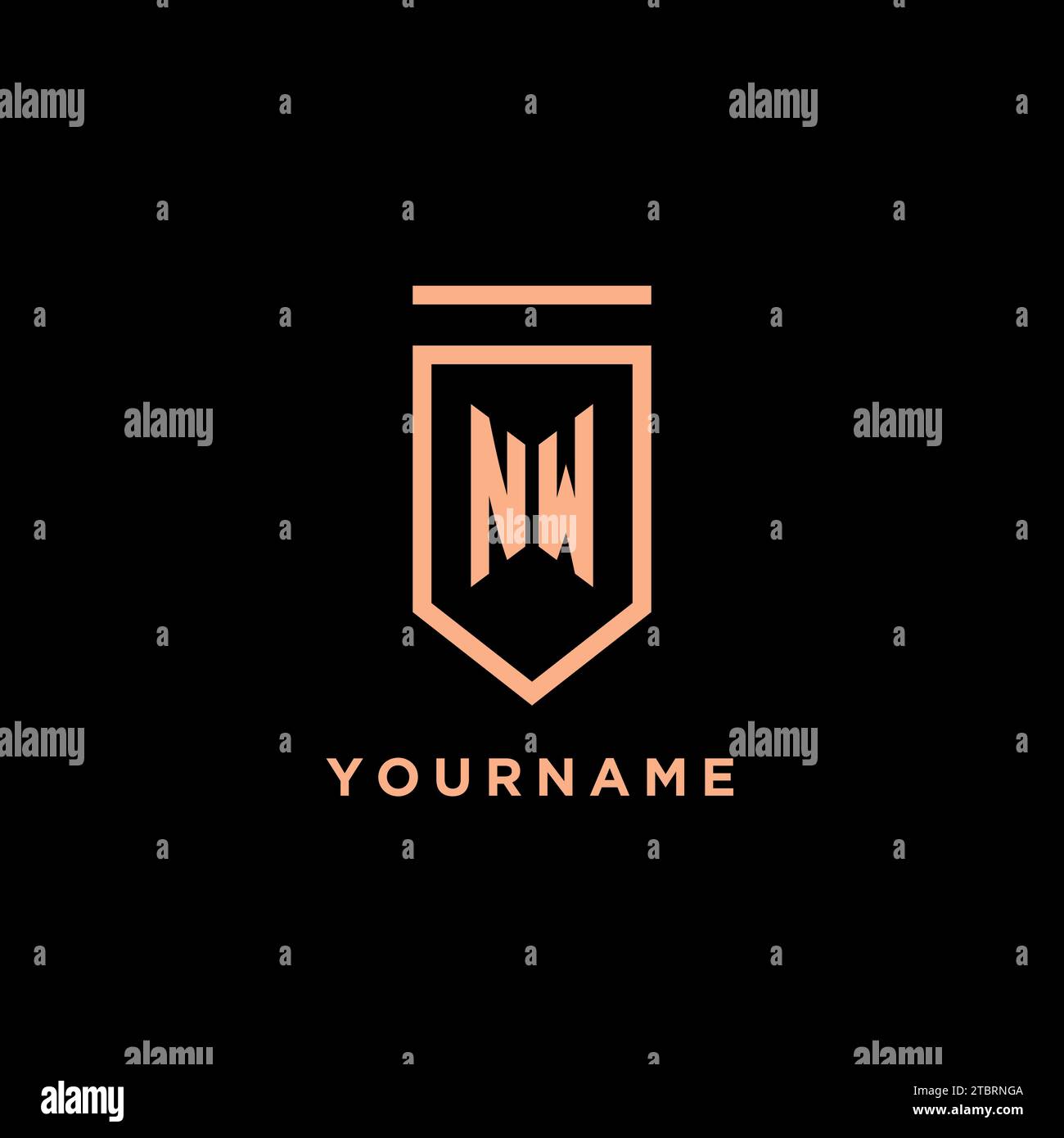 NW monogram initial with shield logo design icon vector graphic Stock ...