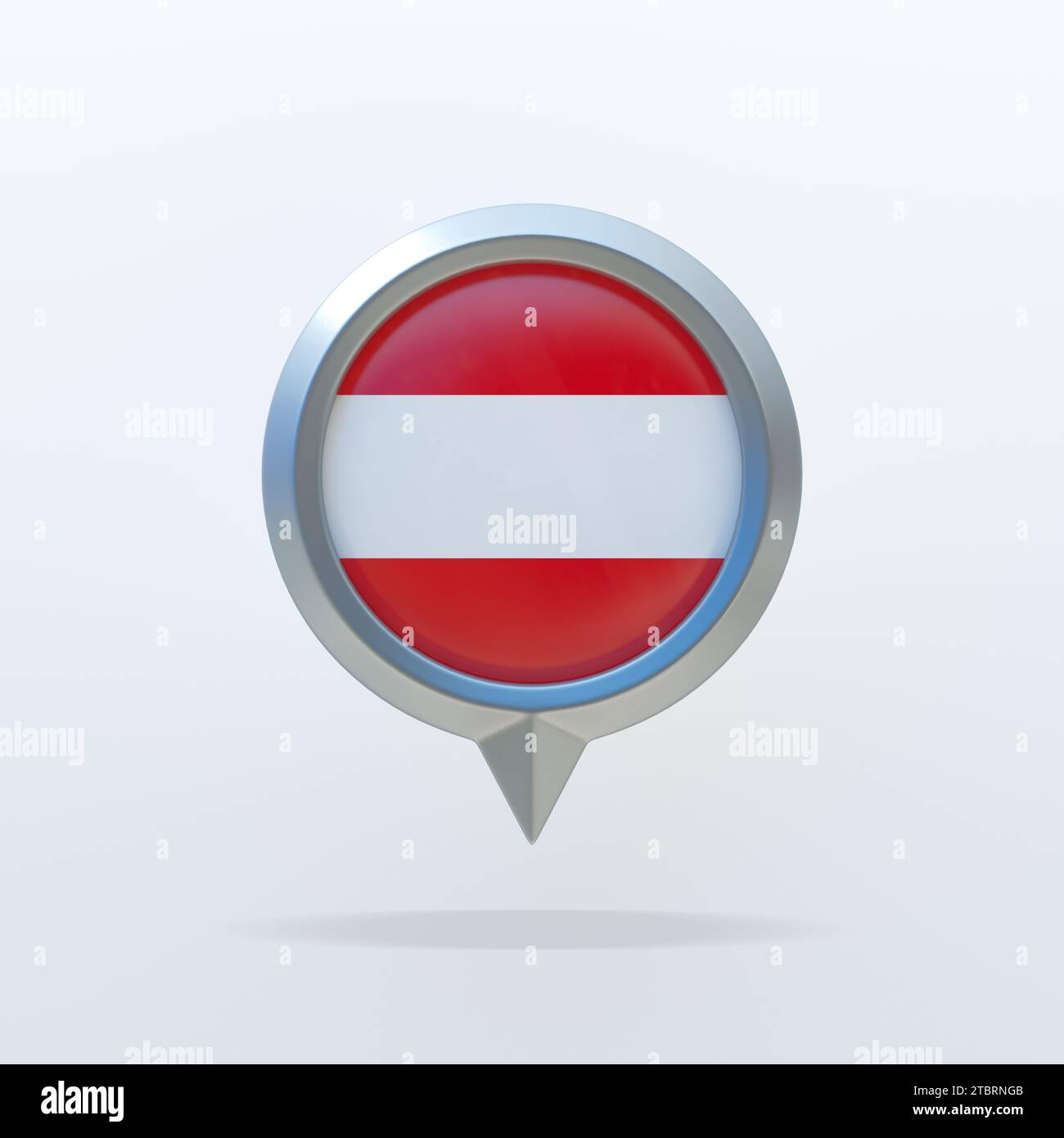 Metal icon of the national flag of Austria with a location indicator ...